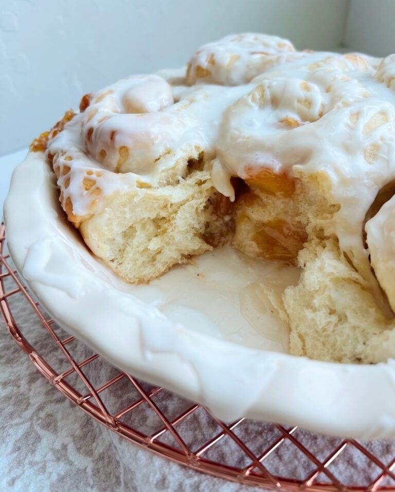 Peaches and Cream Cinnamon Rolls - That Bread Lady