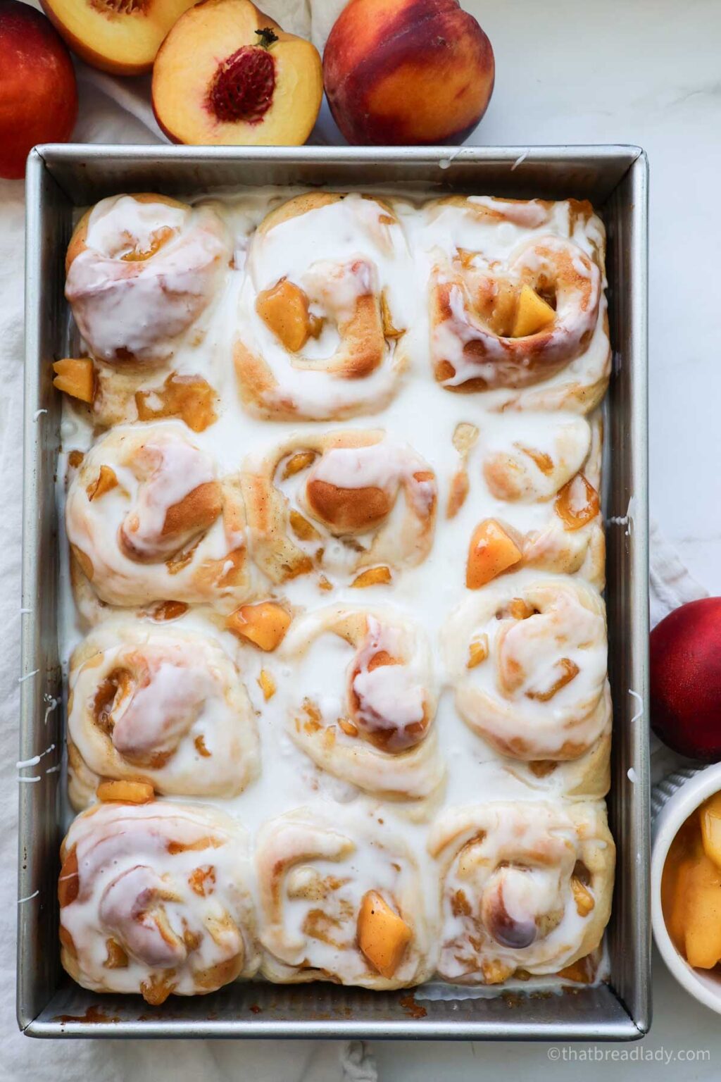 Best Homemade Peach Cinnamon Rolls - That Bread Lady